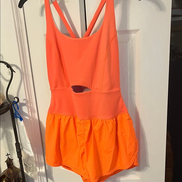 Free People | Pants & Jumpsuits | Free People Runsie In Vibrant Orange ...